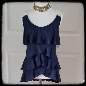 just be | Tops | Just Be Navy Ruffle Top | Poshmark